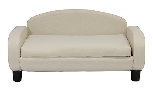 Paws & Purrs Modern Pet Sofa 31.5" Wide Low Back Lounging Bed with Removable Mattress Cover in Espresso/Oatmeal