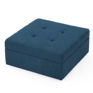 christopher knight home chatsworth fabric storage ottoman, navy blue 30.5' l x 30.5' w x 15.25' h