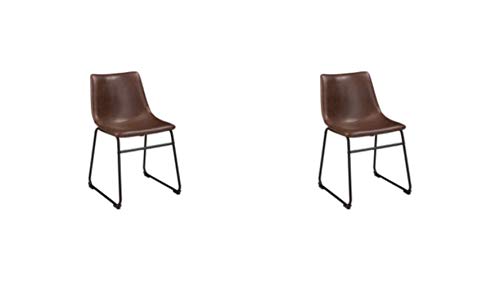 Signature Design by Ashley Mid Century Centiar Dining Bucket Chair, 2 Count, Black and Brown