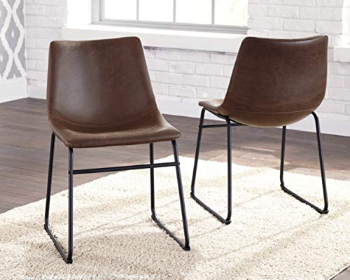 Signature Design by Ashley Mid Century Centiar Dining Bucket Chair, 2 Count, Black and Brown