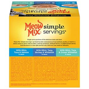 Meow Mix Simple Servings Wet Cat Food, Seafood Variety Pack, 1.3 Ounce Cup (Pack of 24)