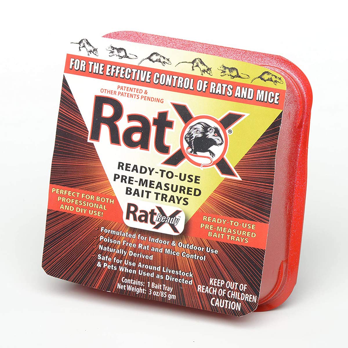 EcoClear Products 620104, RatX All-Natural Non-Toxic Humane Rat and Mouse Pellets, Ready-to-Use Pre-Measured 3 oz. Bait Trays, 2-Pack