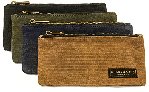 Readywares Waxed Canvas Pencil Case/Pencil Bag/Pencil Pouch, Rugged and Durable, Water Resistant, 8.5" x 4" (Set of 4)