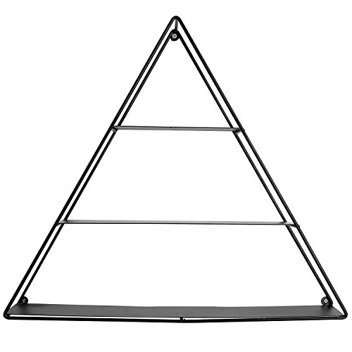 MyGift Wall Mounted Matte Black Metal Triangular 3 Tier Decorative Display Shelf for Collectibles and Crystals, Pyramid Shaped Wall Shelf Rack for Bathroom, Living Room, Bedroom