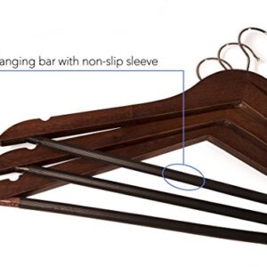 Topline Classic Wood Suit Hangers - 20 Pack (Mahogany Finish)