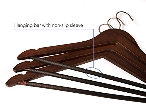 Topline Classic Wood Suit Hangers - 20 Pack (Mahogany Finish)