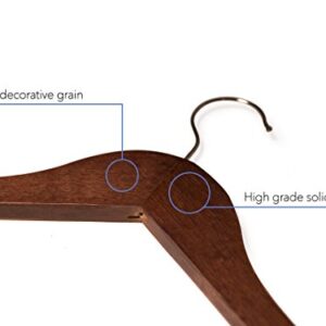 Topline Classic Wood Suit Hangers - 20 Pack (Mahogany Finish)