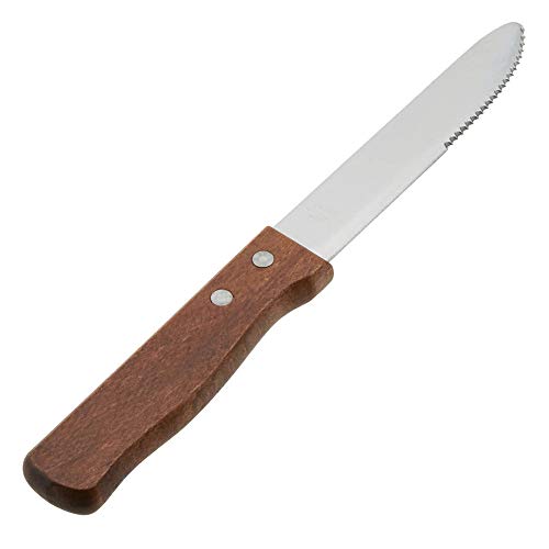 Tezzorio (Set of 36) 10-Inch Jumbo Steak Knives, 5-Inch Stainless Steel Rounded Serrated Blade with Wooden Handle, Commercial Quality Steak Knife Set