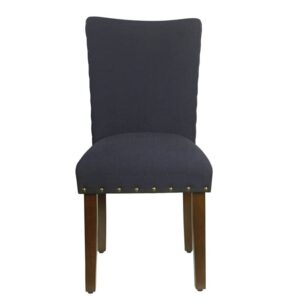 HomePop Parsons Classic Upholstered Accent Dining Chair with Nailheads, Set of 2, Deep Navy