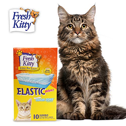 10 Count Fresh Kitty Litter Box Liners Durable, Easy Clean Up Elastic Jumbo Scented Odor Zorb Litter Pan Box Liners, Bags for Pet Cats