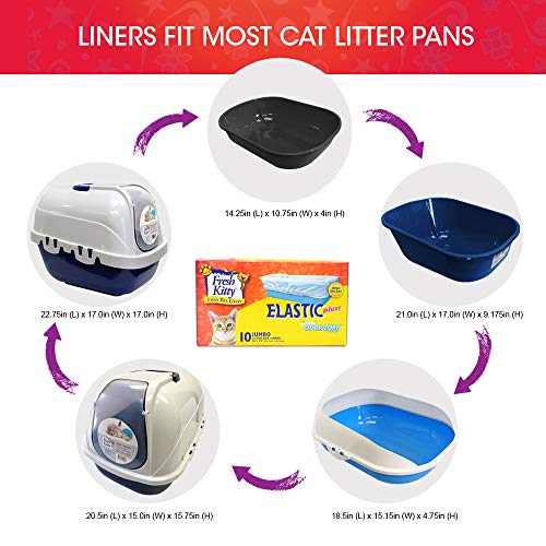 10 Count Fresh Kitty Litter Box Liners Durable, Easy Clean Up Elastic Jumbo Scented Odor Zorb Litter Pan Box Liners, Bags for Pet Cats