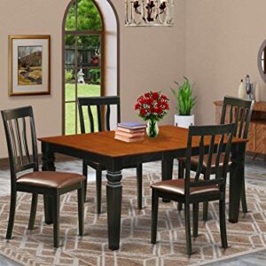 East West Furniture WEAN5-BCH-LC Weston 5 Pc Dinette set with a Dinning Table and 4 Leather Dining Chairs in Black, 5-Piece