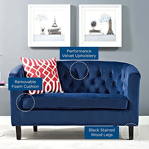 Modway EEI-2615 Prospect Velvet Upholstered Contemporary Modern Loveseat In Navy