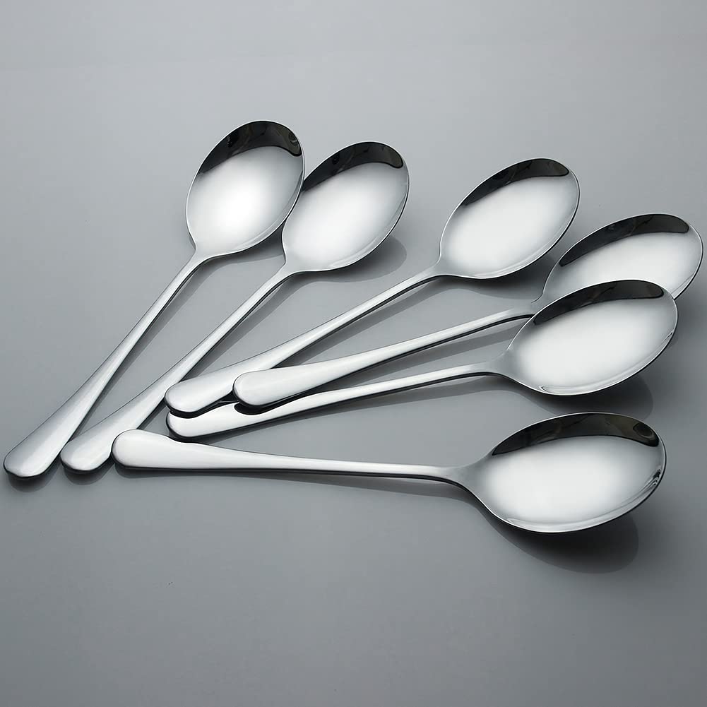 Serving Spoons, AOOSY 6 Pieces X-Large 9.8 Inches Stainless Steel Serving Spoon Catering Spoons Solid Serving Utensils Big Ladle Tablespoons for Buffet Banquet Flatware Kitchen Basics Serving