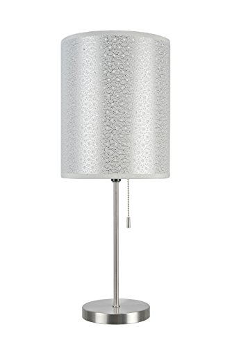 Aspen Creative 40083-8, 1-Pack Set-1 Light Candlestick Table Lamp, Contemporary Design in Satin Nickel, 19 1/2" High, Stars