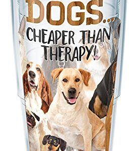 Tervis Dog Therapy Plastic Tumbler with Wrap and Brown Lid 24oz, Clear