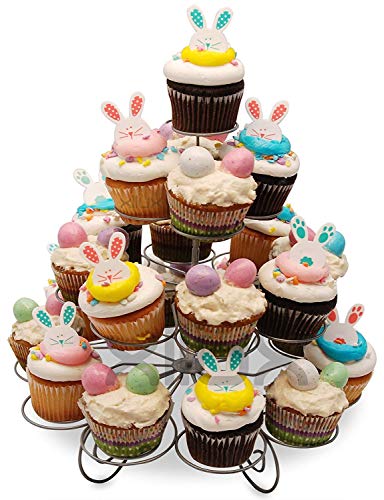 Resulzon Cupcake Stand, 4 Tier 23pcs Cup Holder Reusable Cake Dessert Tower Tree for Family Events or Parties