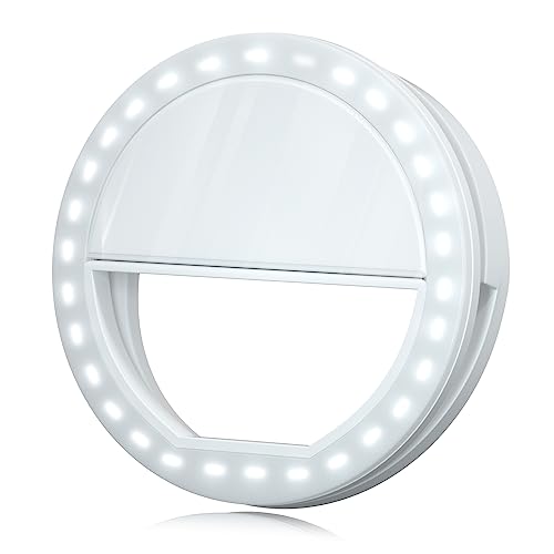 Whellen Selfie Ring Light with 36 LED for Phone/Tablet/iPad Camera [UL Certified] Portable Clip-on Fill Round Shape Light-White