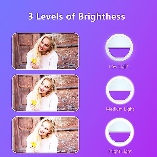 Whellen Selfie Ring Light with 36 LED for Phone/Tablet/iPad Camera [UL Certified] Portable Clip-on Fill Round Shape Light-White