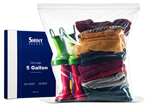 Extra Large Jumbo Size Clear Zipper Storage Bags, Huge 5 Gallon BIG Zip & Lock Resealable Bags, For Food Storage, Freezer, Meat, Home Organization (49 Bags)