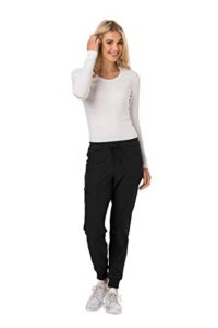 heartsoul jogger scrub pants for women, break on through stretch fabric hs030, s, black