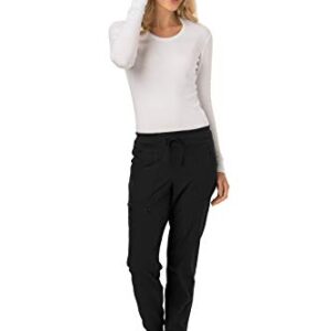 HeartSoul Jogger Scrub Pants for Women, Break On Through Stretch Fabric HS030, S, Black