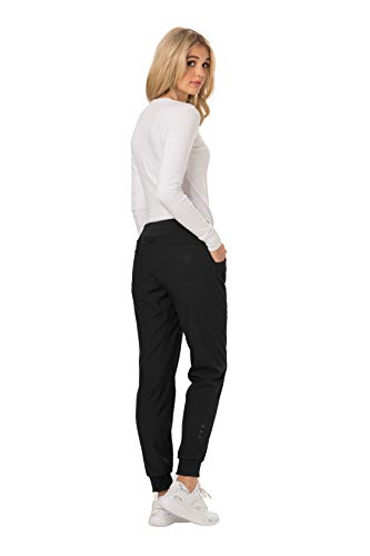 HeartSoul Jogger Scrub Pants for Women, Break On Through Stretch Fabric HS030, S, Black