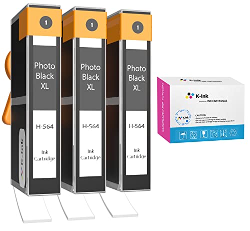 K-Ink Compatible Ink Cartridges Replacement for HP Photo Black 564XL 564 XL (3 Small Thin Photo Black)