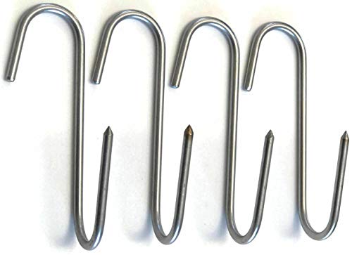 RiversEdge Products Stainless Meat Hooks, Smoker Hook, 7" Right Angle, 4 Pack