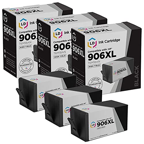 LD Products Compatible Ink Cartridge Replacement for HP 906XL 906 XL T6M18AN 902XL 902 XL High Yield Ink Cartridge (Black, 3-Pack) for OfficeJet Pro 6962 6963 6964 6966 6978 6970 6979 6974 6961