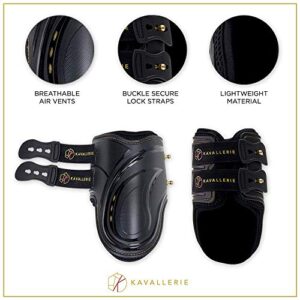 Kavallerie Dressage Horses Boots: Fleece-Lined Faux Leather Woof Brushing Boots for Training, Jumping, Riding, Eventing - Quick Wear for Breathable, Lightweight & Impact-Absorbing Wrap