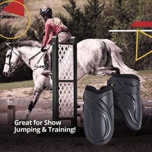 Kavallerie Dressage Horses Boots: Fleece-Lined Faux Leather Woof Brushing Boots for Training, Jumping, Riding, Eventing - Quick Wear for Breathable, Lightweight & Impact-Absorbing Wrap