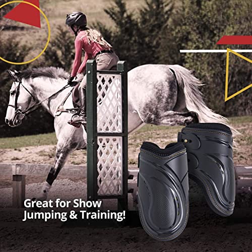 Kavallerie Dressage Horses Boots: Fleece-Lined Faux Leather Woof Brushing Boots for Training, Jumping, Riding, Eventing - Quick Wear for Breathable, Lightweight & Impact-Absorbing Wrap