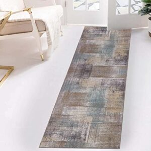 superior arabella modern distressed diamonds polypropylene indoor area rug, 2'7" x 8', beige