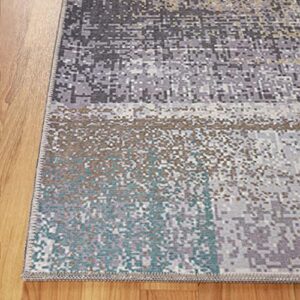 SUPERIOR Arabella Modern Distressed Diamonds Polypropylene Indoor Area Rug, 2'7" x 8', Beige