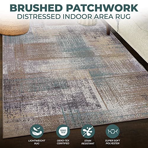 SUPERIOR Arabella Modern Distressed Diamonds Polypropylene Indoor Area Rug, 2'7" x 8', Beige