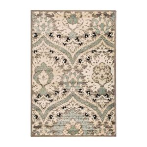 superior indoor runner rug, jute backed, modern oriental floral damask floor decor for office, living room, bedroom, entryway, nursery hardwood, tile, augusta collection - 8ft x 10ft , light blue