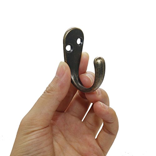 Gutapo Coffee Cup Hooks 20pcs Vintage Bronze Hooks Door Wall Closet Mounted Single Hook Hangers for Robe Coat with 46pcs Screws