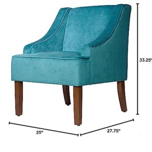 HomePop Swoop Arm Living-Room-Chairs, Velvet Teal