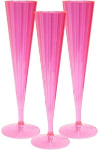 party essentials 20count hard plastic twopiece 5 oz champagne flutes, neon pink