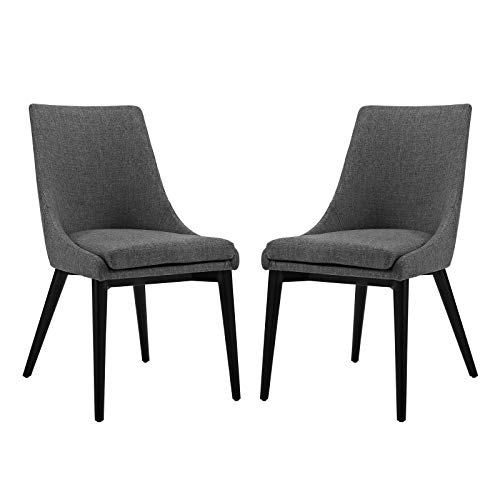 Modway Viscount Mid-Century Modern Upholstered Fabric Two Kitchen and Dining Room Chairs in Gray