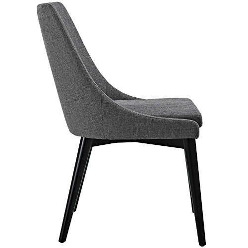 Modway Viscount Mid-Century Modern Upholstered Fabric Two Kitchen and Dining Room Chairs in Gray