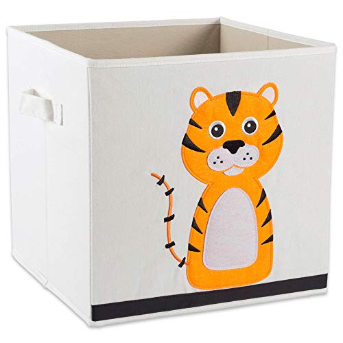 E-Living Store Collapsible Storage Bin Cube for Bedroom, Nursery, Playroom and More 13x13x13" - Tiger