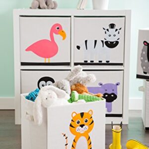 E-Living Store Collapsible Storage Bin Cube for Bedroom, Nursery, Playroom and More 13x13x13" - Tiger