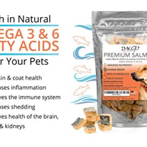 IMK9 Freeze Dried Salmon Dog Treats – High Value Training, High Protein, Natural Omega 3-6 Fish Oil – Wild Caught – 100% Pure Fish with Skin – Single Ingredient, Gluten, Grain Free – Made in The USA