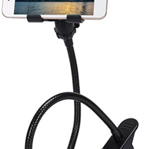 ZTON Metal-Enhanced Cell Phone Holder, Mobile Phone Stand, Lazy Bracket, Flexible Long Arms Clip Mount for iPhone, LG, etc.in Office Bedroom Desktop (Black)