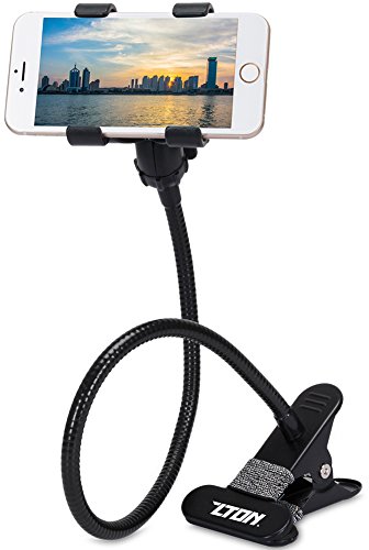 ZTON Metal-Enhanced Cell Phone Holder, Mobile Phone Stand, Lazy Bracket, Flexible Long Arms Clip Mount for iPhone, LG, etc.in Office Bedroom Desktop (Black)