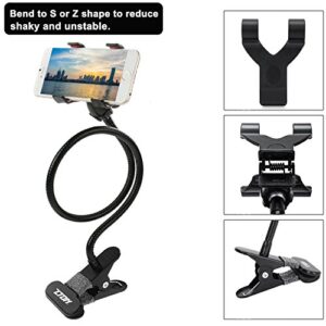 ZTON Metal-Enhanced Cell Phone Holder, Mobile Phone Stand, Lazy Bracket, Flexible Long Arms Clip Mount for iPhone, LG, etc.in Office Bedroom Desktop (Black)