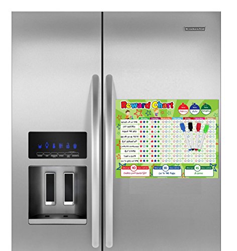 Magnetic Behavior/Star/Reward Chore Chart, One or Multiple Kids, Toddlers, Teens 17" x 13", Premium Dry Erase Surface, Flexible Chart with Full Magnet Backing for Fridge, Teaches Responsibility!