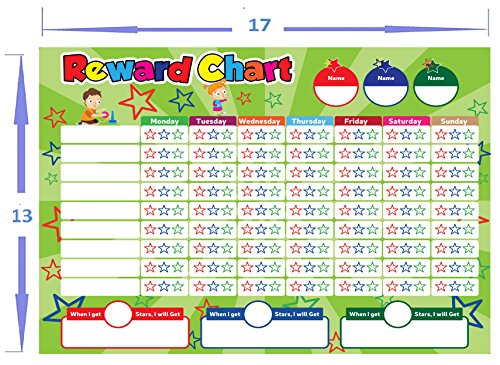 Magnetic Behavior/Star/Reward Chore Chart, One or Multiple Kids, Toddlers, Teens 17" x 13", Premium Dry Erase Surface, Flexible Chart with Full Magnet Backing for Fridge, Teaches Responsibility!